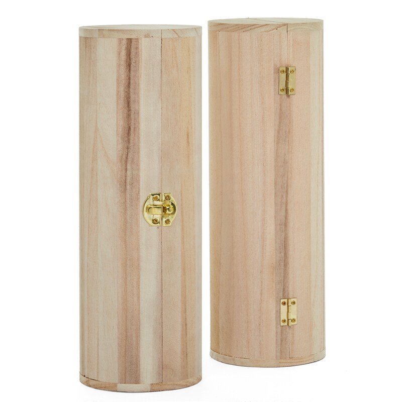 Round Natural Wood Wine Box