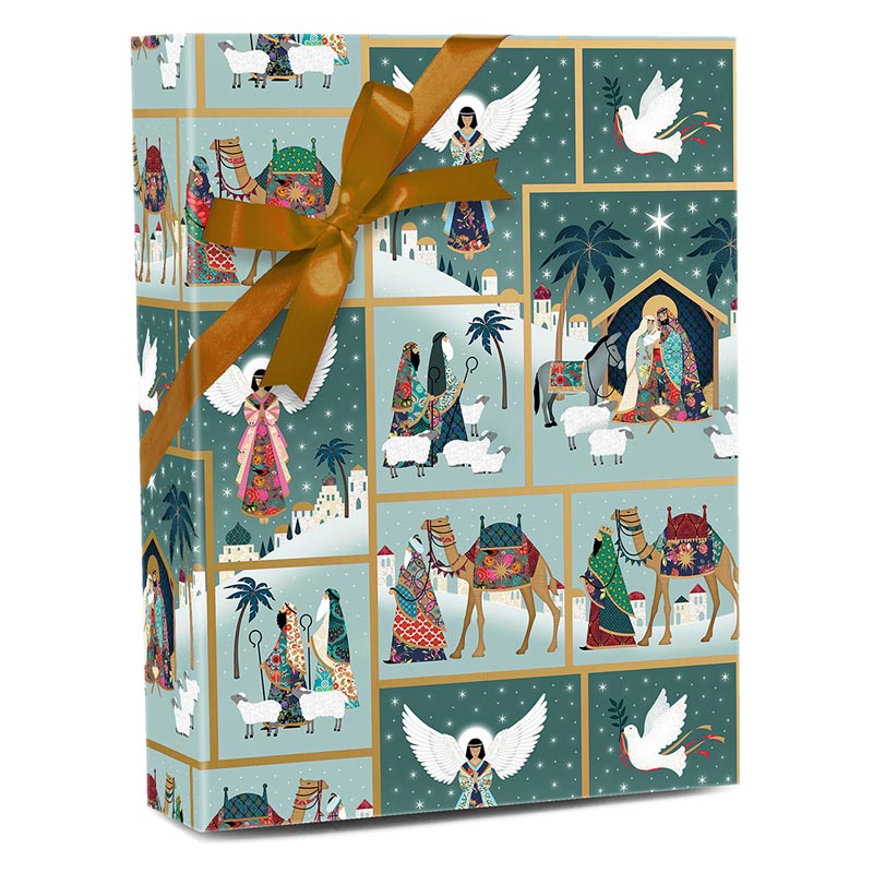 Religious Christmas Wrapping Paper 5 Saint Nicholas Green Wrapping