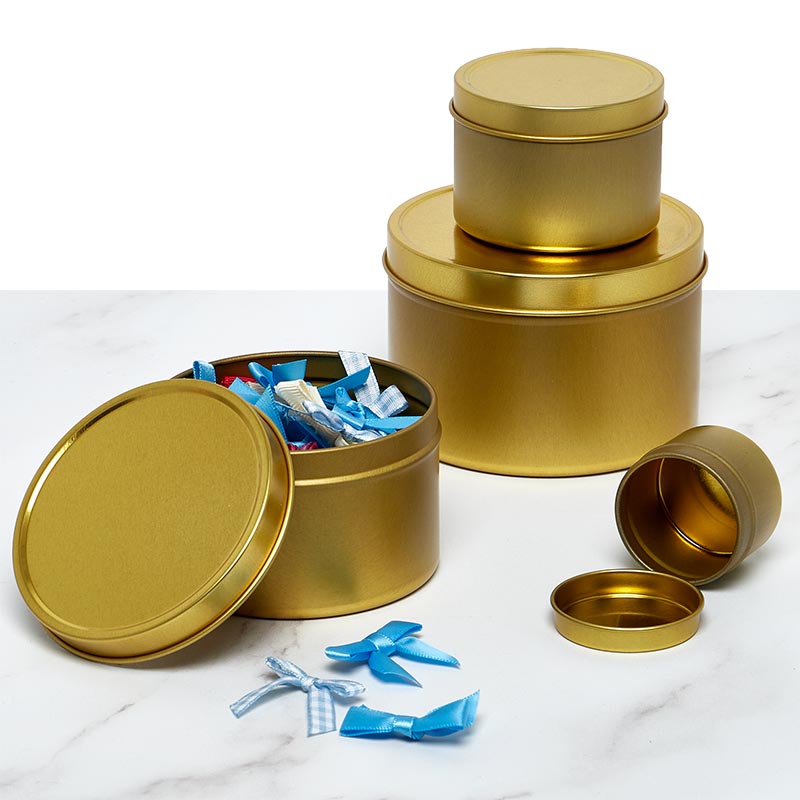 24 Pack Small Tins 6 Oz Round Steel Tin Cans With Lids - Pack Of 24 ...