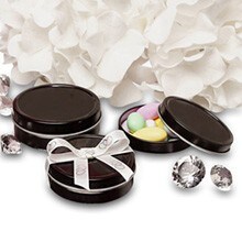 Stackable Black Shallow Round Tin Cans | Shop PaperMart.com