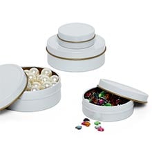 White Shallow Round Stackable Tin Cans